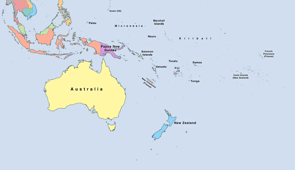 Political Maps of Australia and Oceania | Mapswire