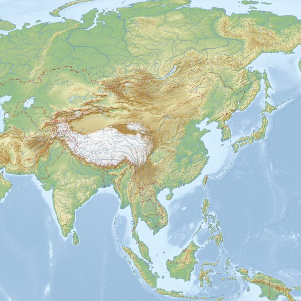 Physical Maps of Asia | Mapswire