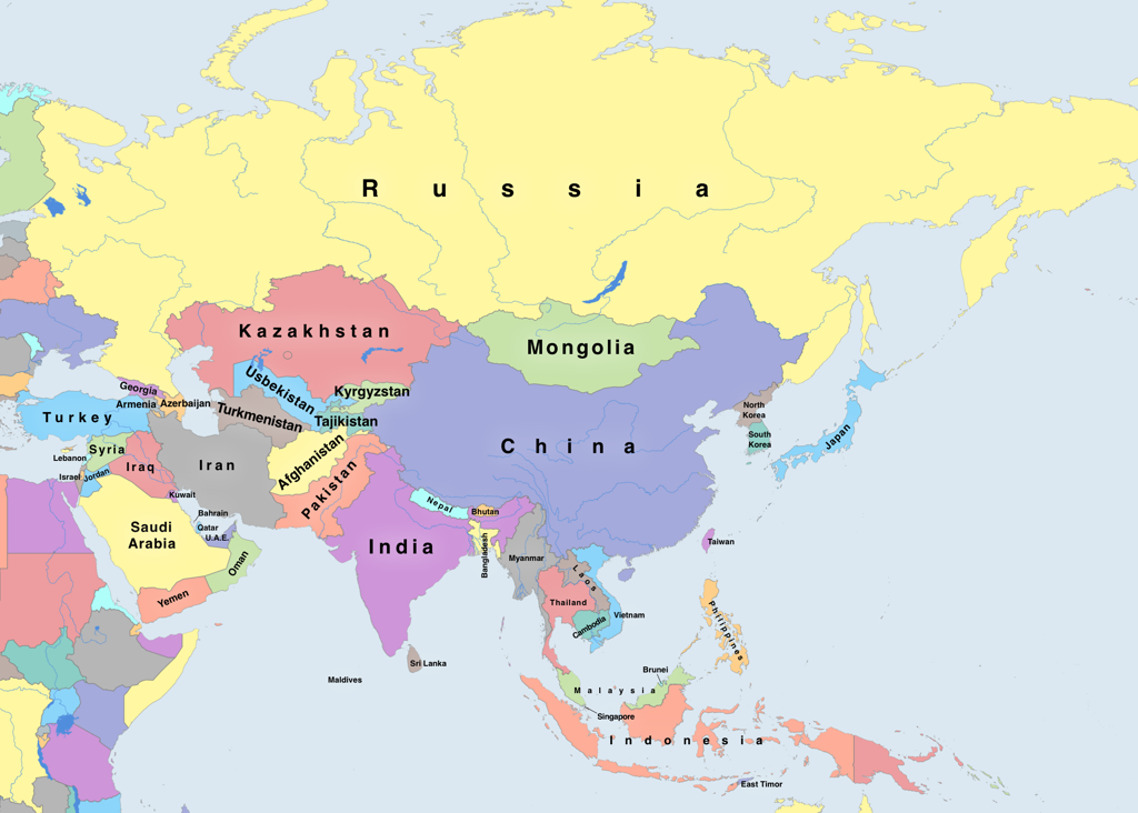 Political Maps of Asia | Mapswire