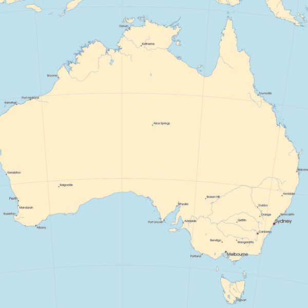 Free Maps of Australia | Mapswire