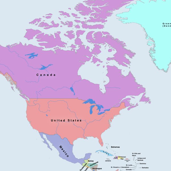 Political Maps of North America | Mapswire